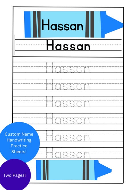 Handwriting Practice Sheets Custom Handwriting Sheets - Etsy