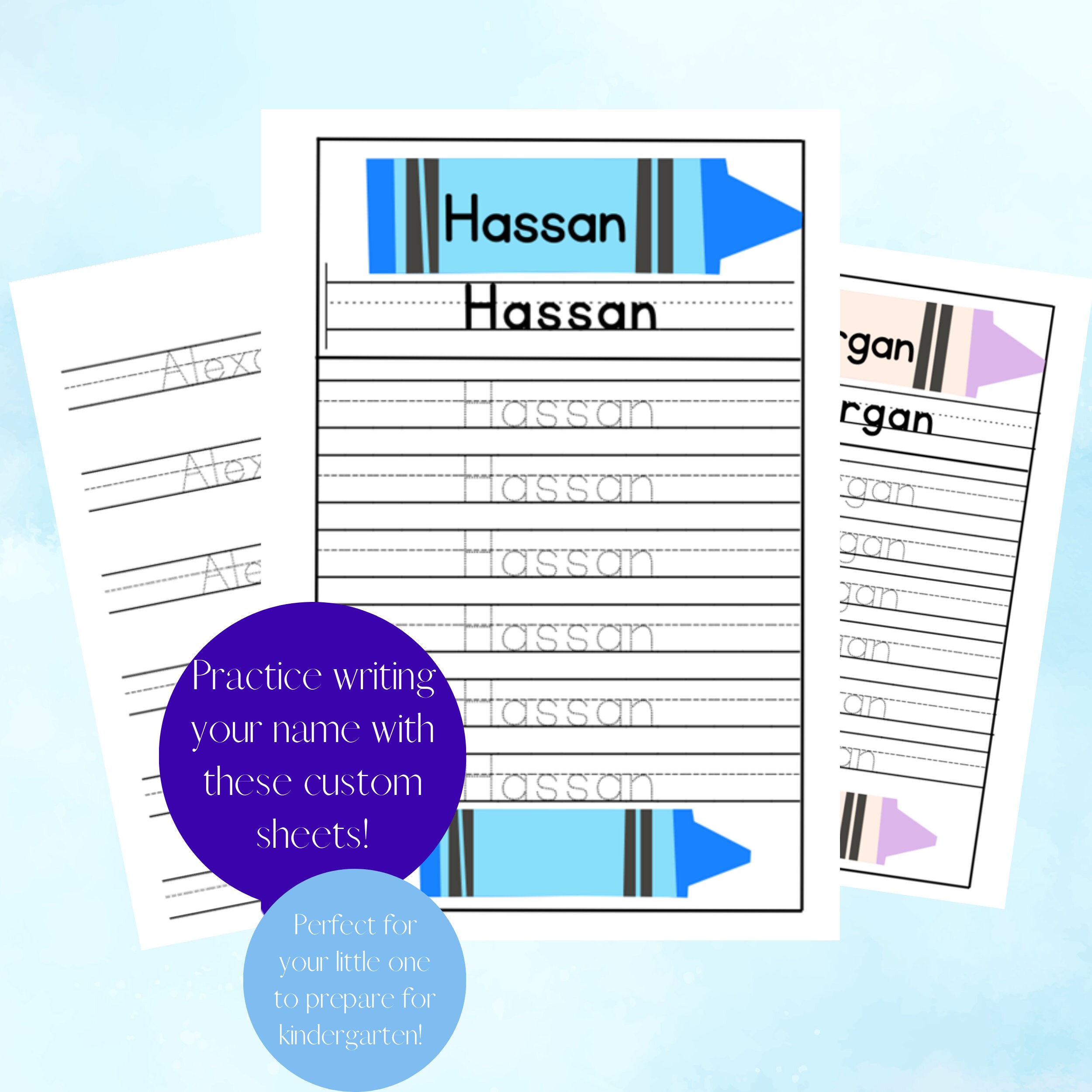 Handwriting Practice Sheets Custom Handwriting Sheets - Etsy