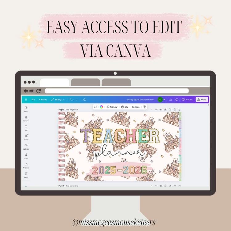 2026-2027 Magical Teacher Digital Canva Planner, Monthly, Weekly, and ...