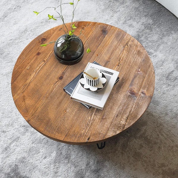 Round Wood Coffee Table - Etsy