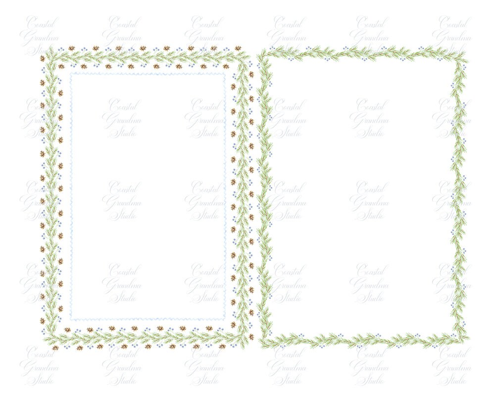 Christmas Preppy Clipart Frame // Preppy Boxwood Wreath // - Etsy