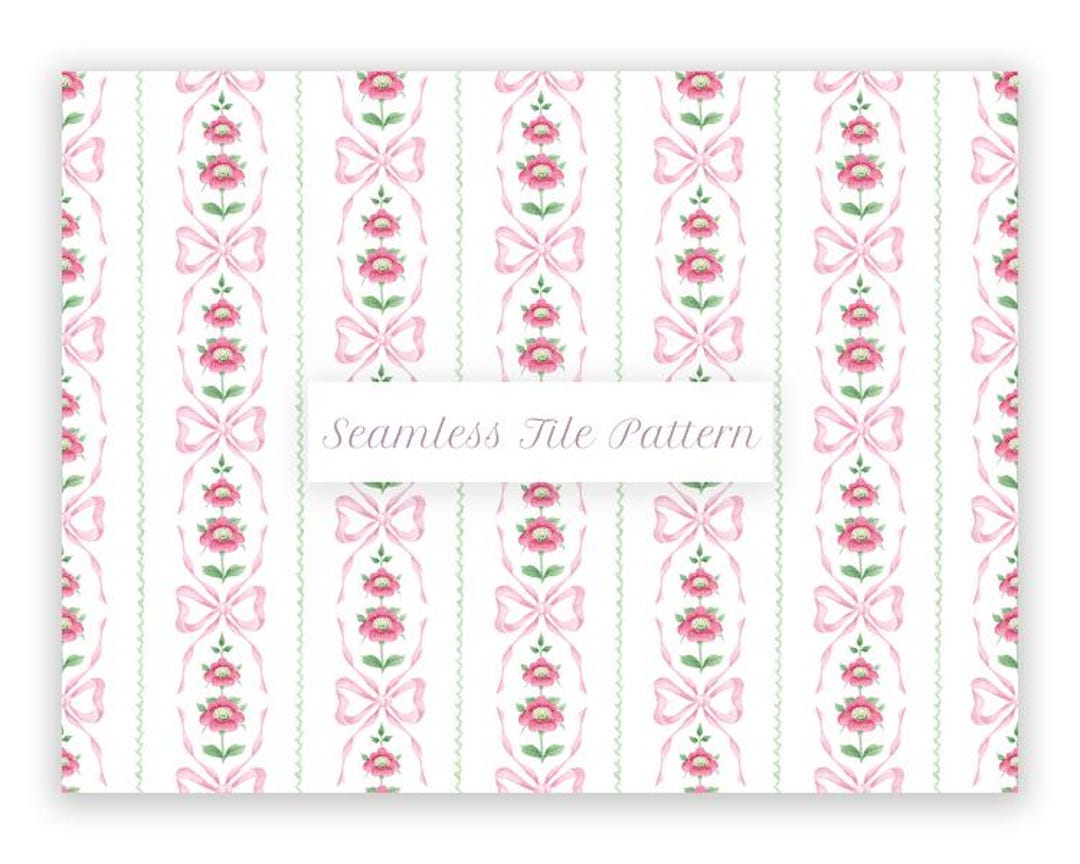 Preppy Christmas Pink Bow Tile Pattern //pink Christmas Pattern Design ...