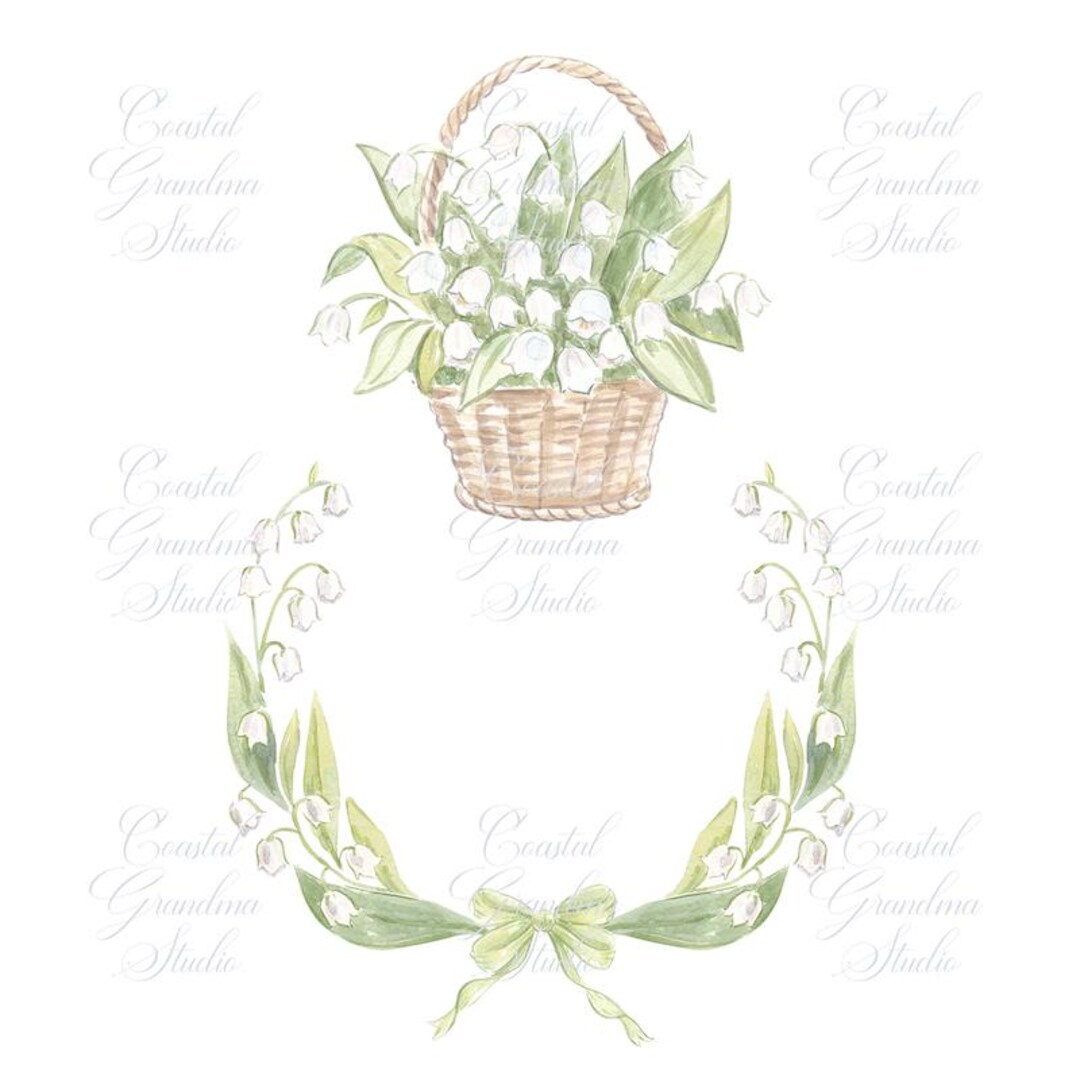 Baby Shower Clip Art Frames // Green Watercolor Bow Ribbon Lilly of the ...