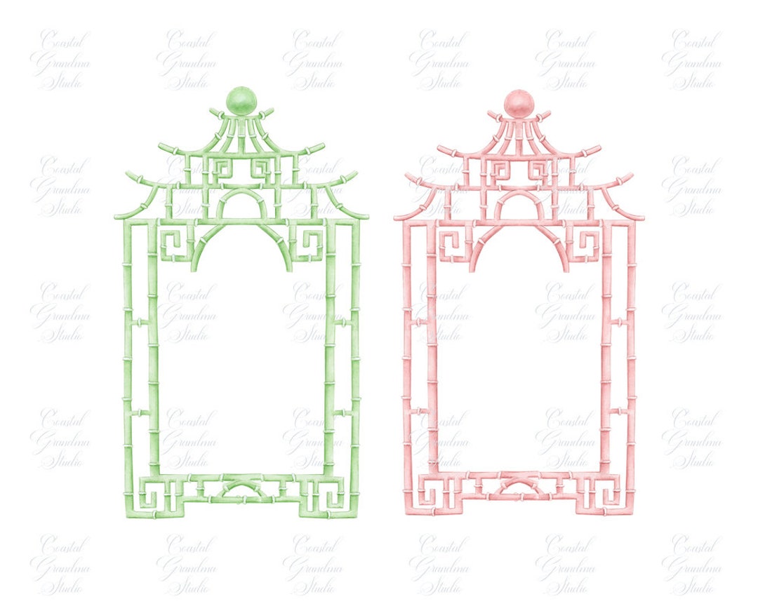 Christmas Preppy Pagoda Clipart Frame // Red and Green Christmas ...