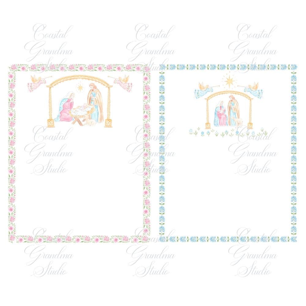 Nativity Watercolor Frame Clip Art // Preppy // Grand Millennial ...