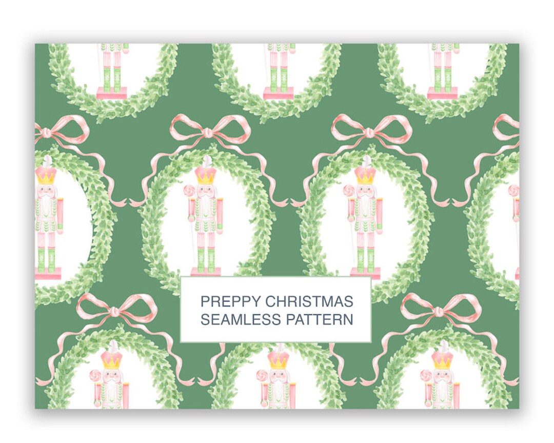 Preppy Nutcracker Christmas Tile Pattern: Grandmillennial Design ...