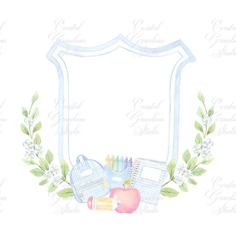 Watercolor School Crest - Etsy