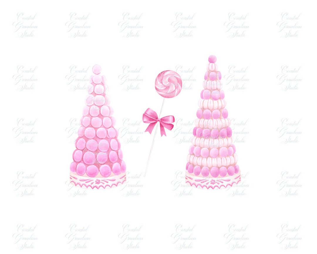 Christmas Pastel Pink Macarron Trees Clipart // Macaroon Christmas Tree ...