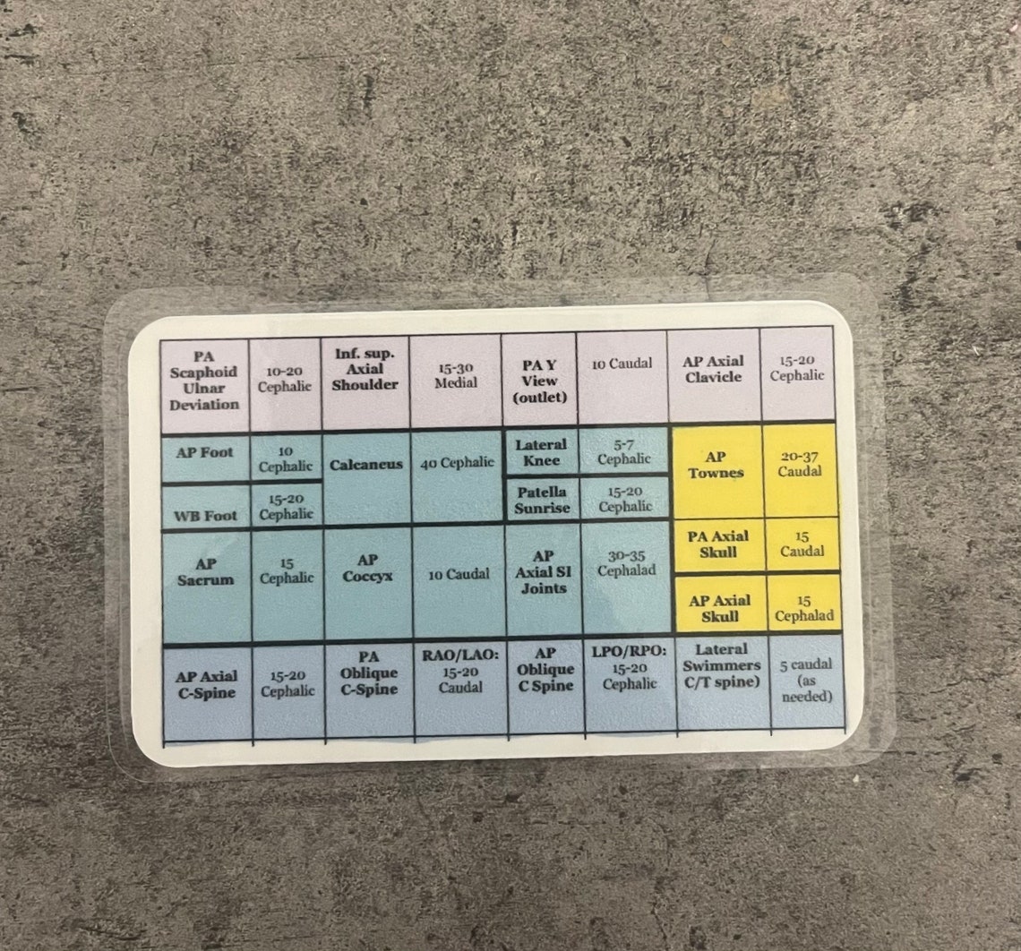 X-ray Tube Angle and Part Angle Positioning Reference Card With Badge ...