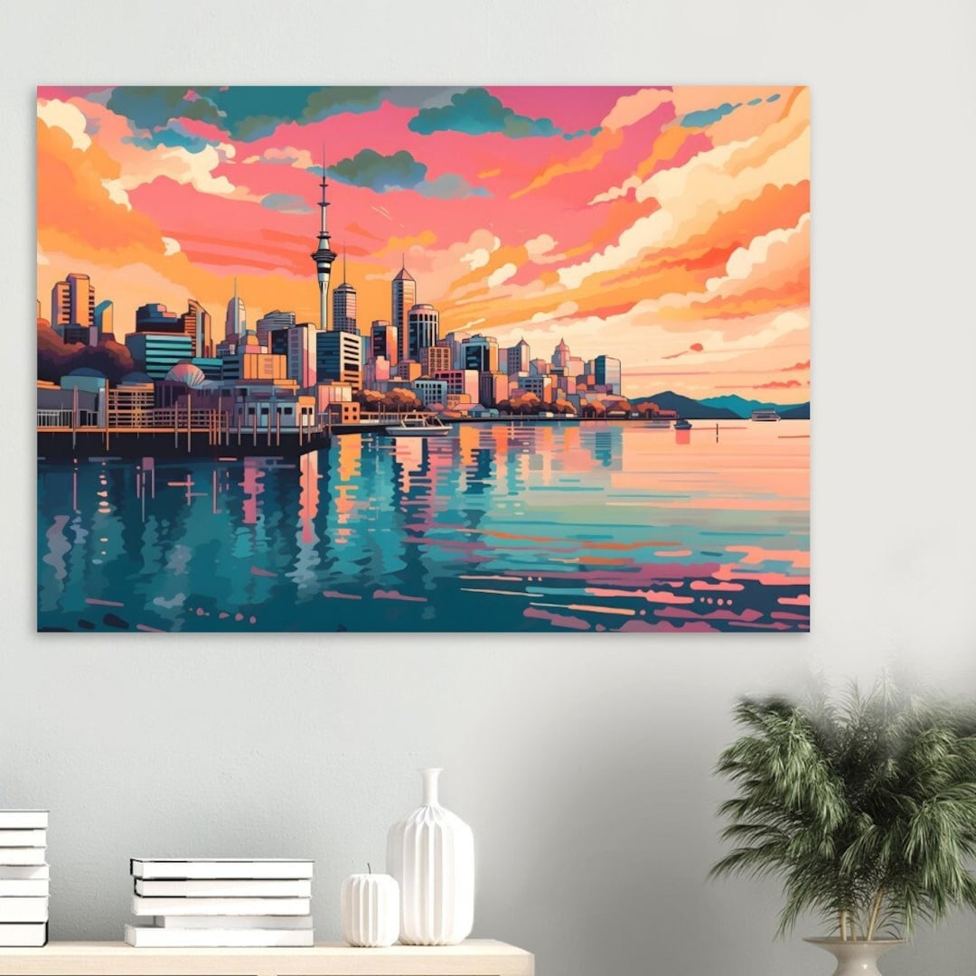 Instant Download: Abstract New Zealand Landscape Art - Auckland City - Etsy