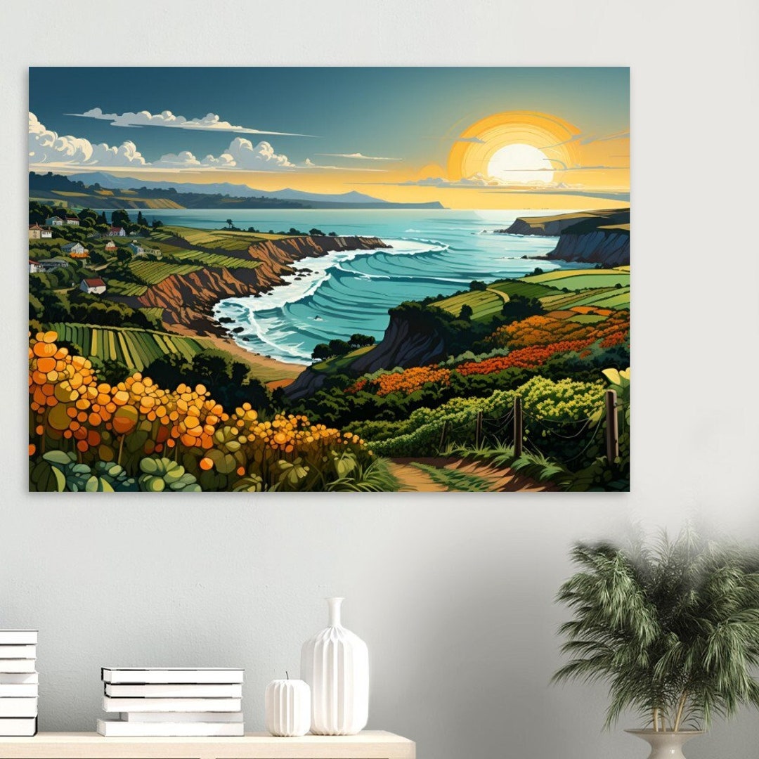 Instant Download: Abstract New Zealand Landscape Art - Waiheke Island ...