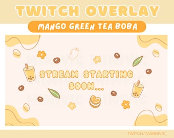 Animated Cute Matcha Milk Tea Boba Twitch Overlay Screens for Stream ...