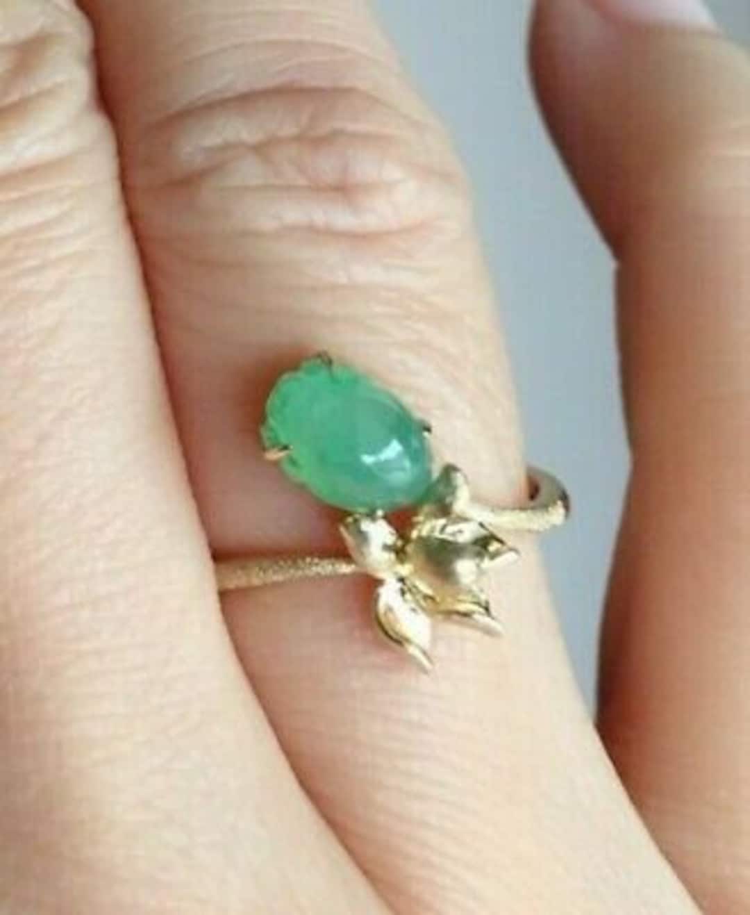 Grade A Jadeite Jade Frog on Lily Flower Ring in 14K Yellow Gold - Etsy