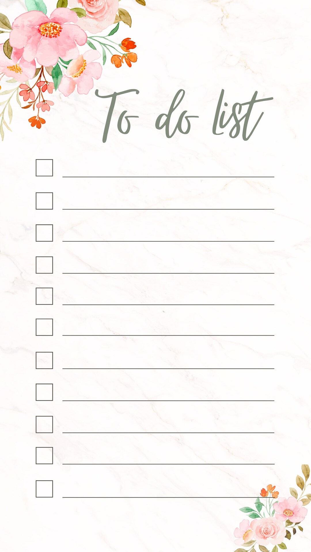 Floral To-do List 5.5x8.5 **printable Digital Download** - Etsy