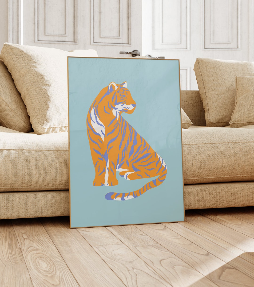 Trendy Art Print Tiger Wall Print Tiger Poster for Dorm Decor Blue ...