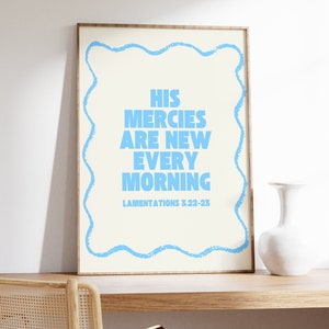His Mercies Are New Bible Verse Art Christian Affirmation Bible Gifts ...