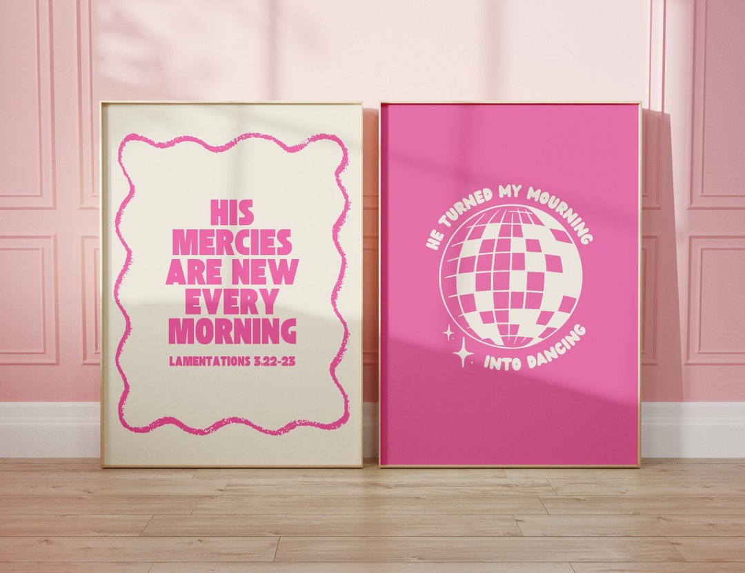 Set of 2 Pink Bible Verse Wall Art Pink Christian Wall Art Printable ...