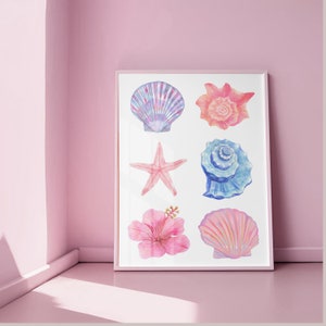 Pink Sea Shell Wall Art East Coast Art Coastal Cowgirl Print Seashell ...