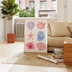 Pink Sea Shell Wall Art East Coast Art Coastal Cowgirl Print Seashell ...