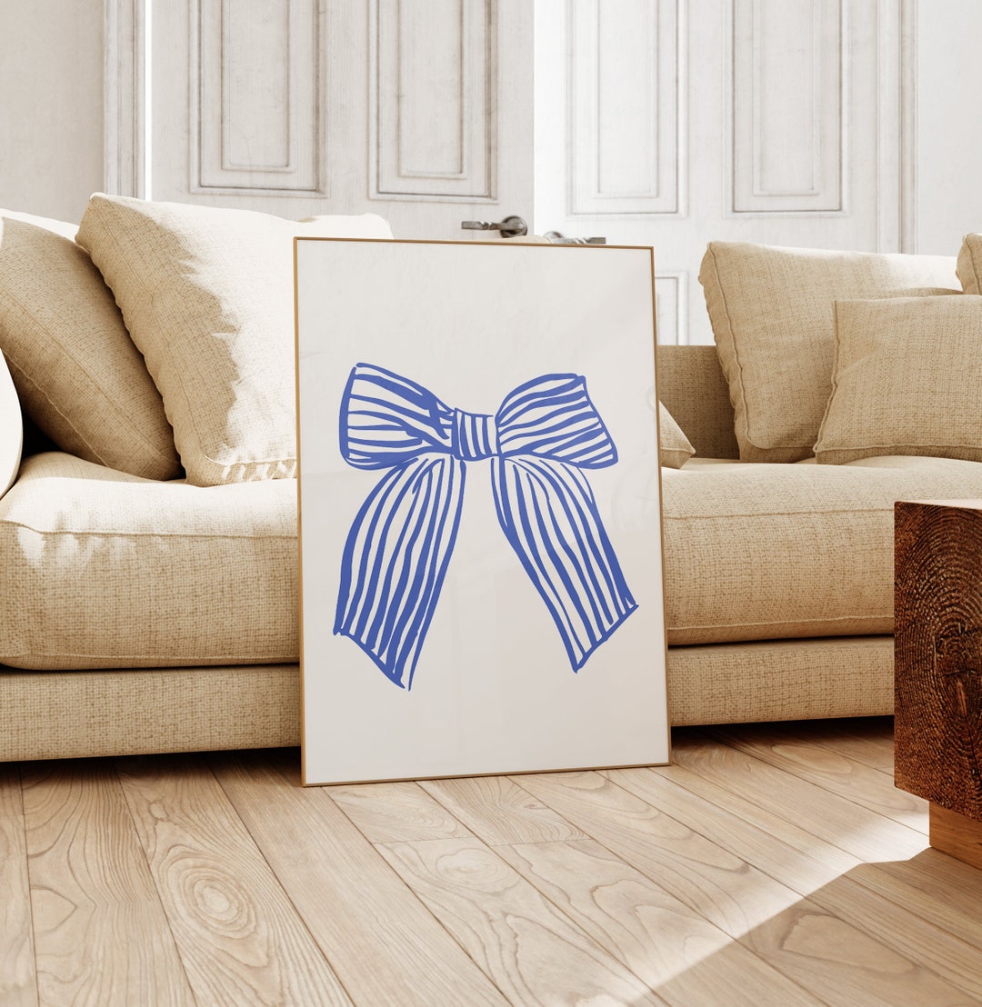 Blue Bow Wall Art Chinoiserie Wall Art Blue Nursery Print Bows ...