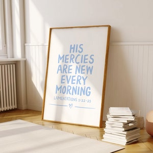 Lamentations 3 Christian Wall Art Blue Bible Verse Quote Trendy ...