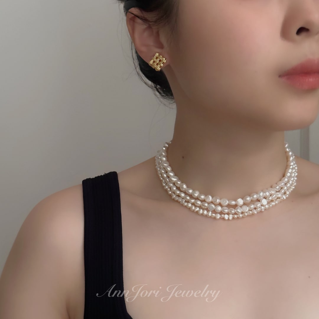 ANNJORI 14K Gold Vermeil ARIEL Natural Baroque Pearl Strand Necklace ...