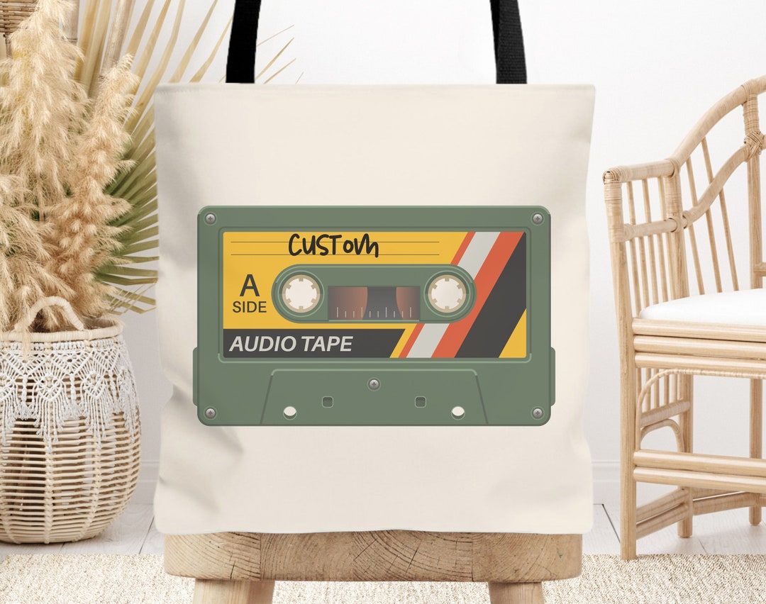 Personalized Retro Cassette Tape Tote Bag, Custom Retro Tote, 1980s ...