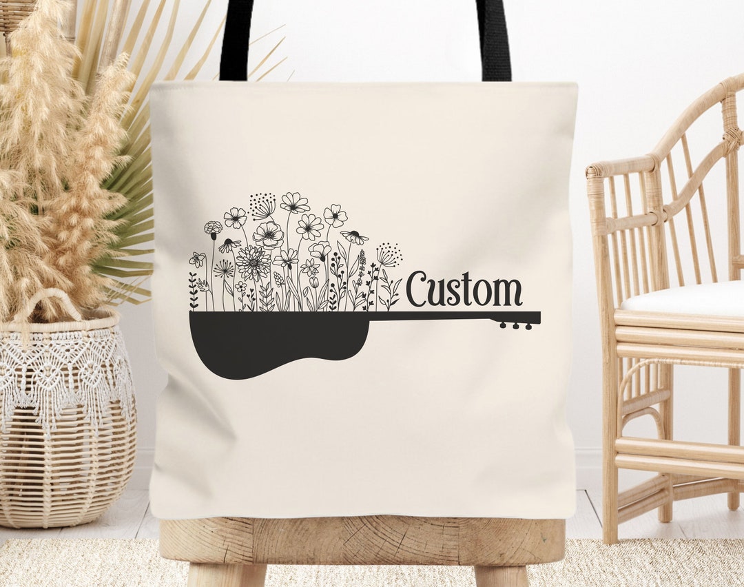 Custom Acoustic Guitar Music Tote, Music Tote Bag, Custom Guitar Tote ...