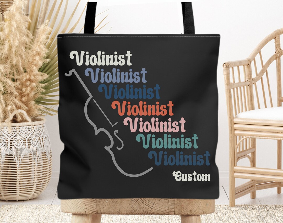Personalized Violin Music Tote, Retro Music Tote Bag, Custom Bag for ...