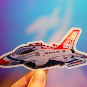 Holo F-16 Red White & Blue USA Jet Stickers Holographic Shiny Military ...