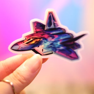 Holo F-22 Raptor Fighter Jet Stickers Holographic Shiny Decal Water ...