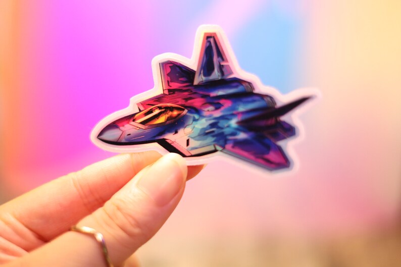 Holo F-22 Raptor Fighter Jet Stickers Holographic Shiny Decal Water ...