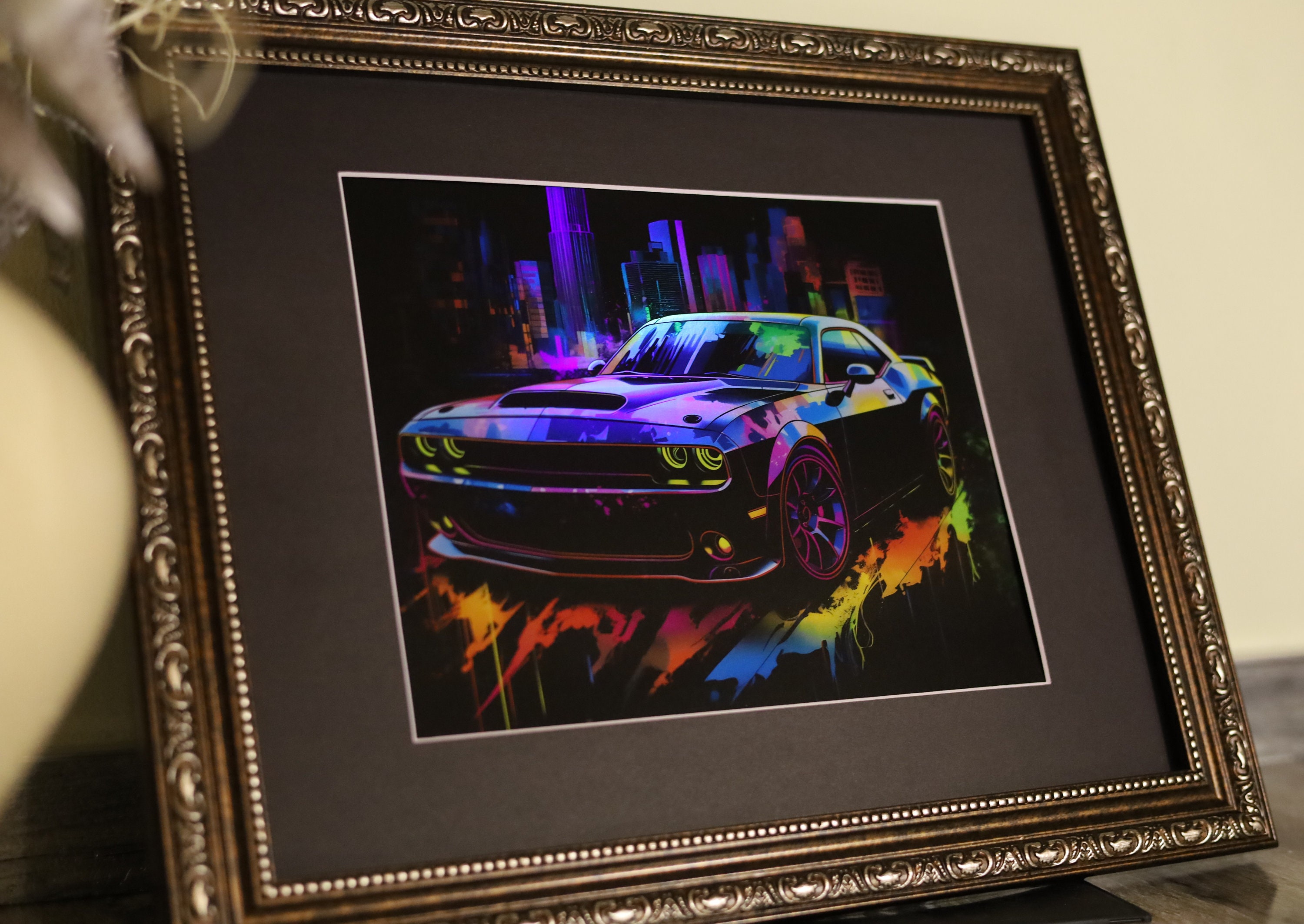 Holo Challenger Muscle Car Art Print | Shiny SRT Hellcat Wall Decor ...