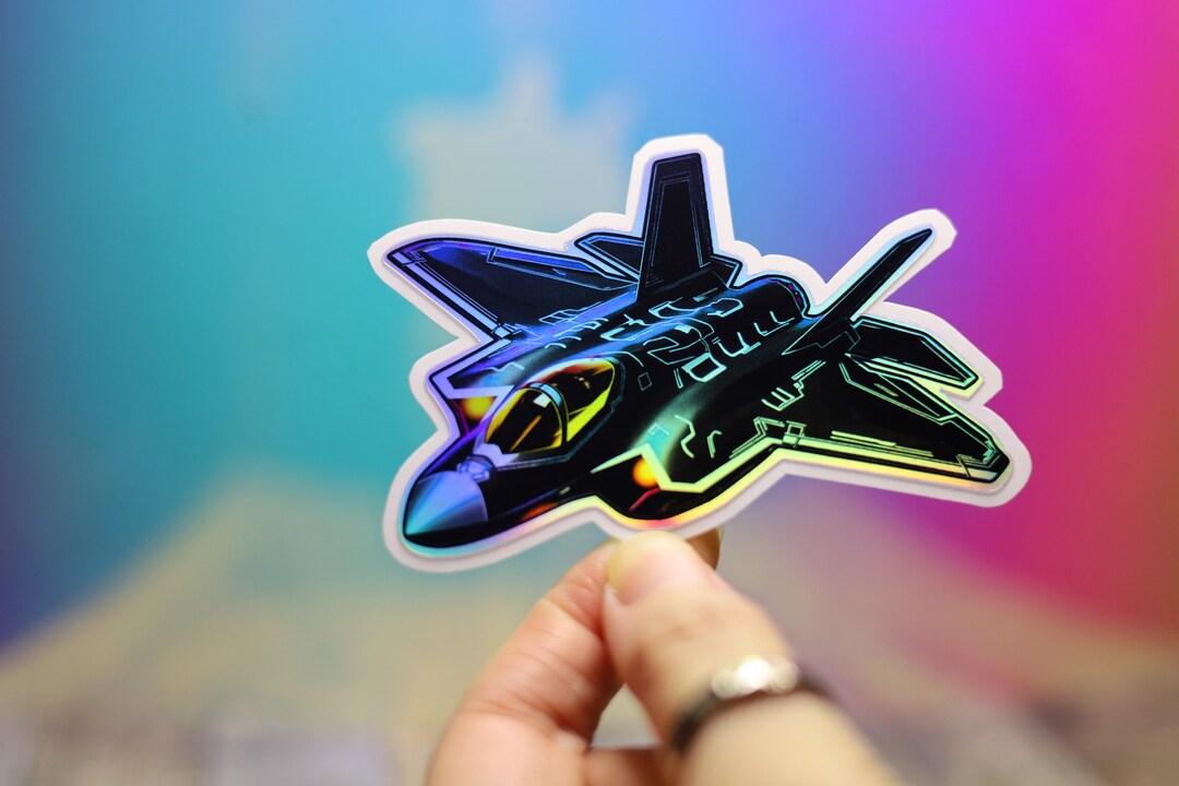 Holo F-35 Stealth Fighter Jet Sticker Holographic Shiny Car Decal Water ...