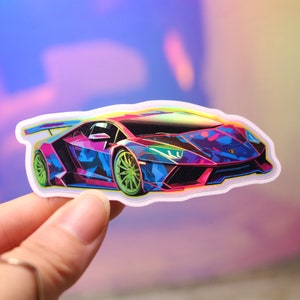Holo Lamborghini Supercar Sports Race Car Sticker Magnet Holographic ...