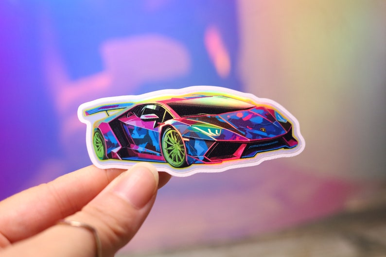 Holo Lamborghini Supercar Sports Race Car Sticker Magnet Holographic ...