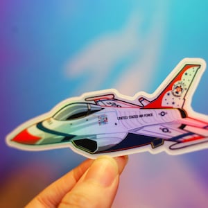Holo F-16 Red White & Blue USA Jet Stickers Holographic Shiny Military ...
