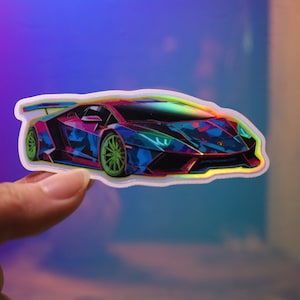 Holo Lamborghini Supercar Sports Race Car Sticker Magnet Holographic ...