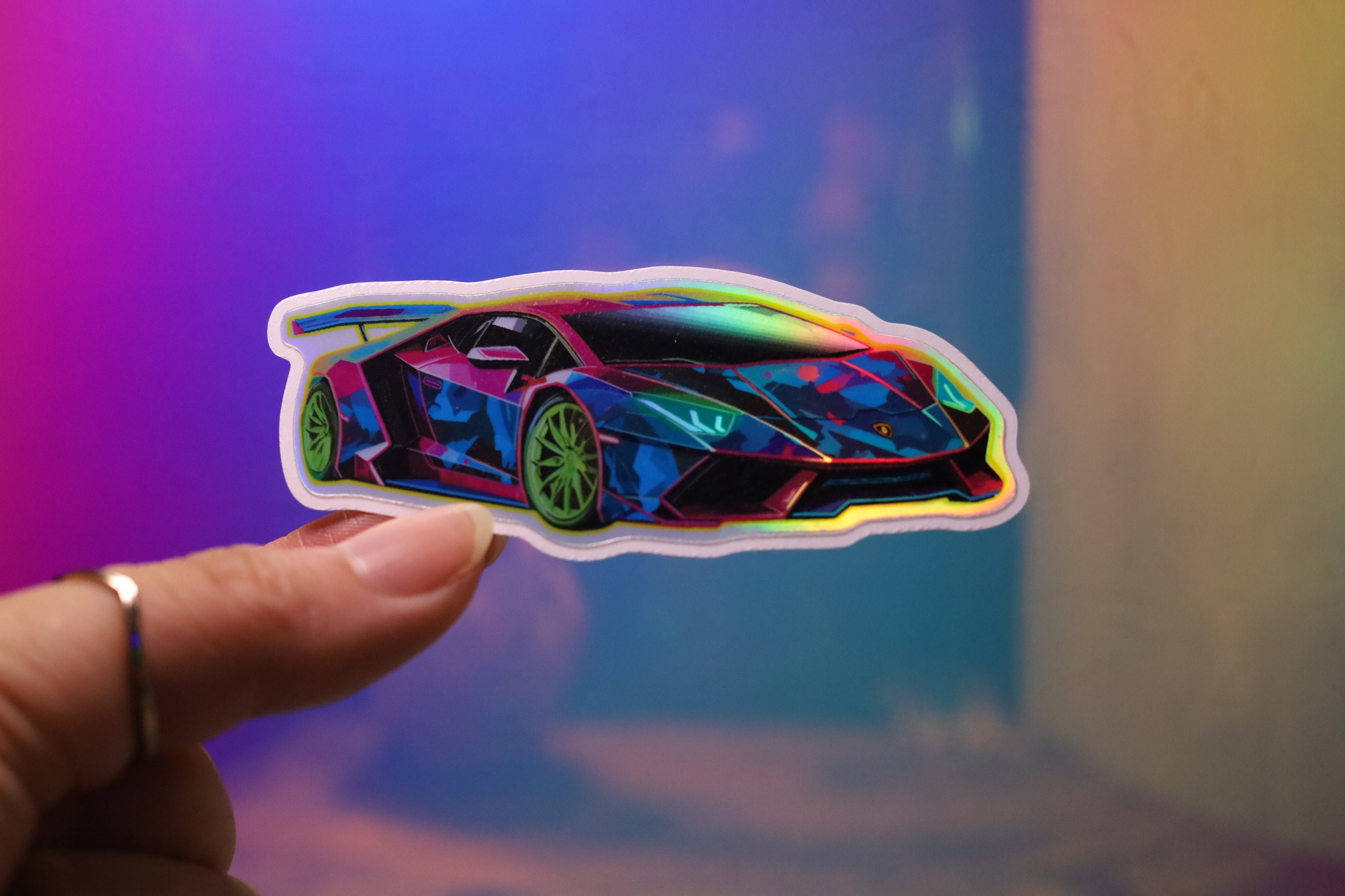 Holo Lamborghini Supercar Sports Race Car Sticker Magnet Holographic ...