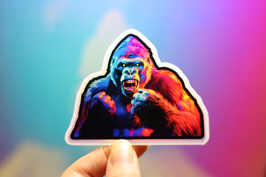 Holo Angry Gorilla Peeker Sticker Holographic Aggressive Ape Decal King ...