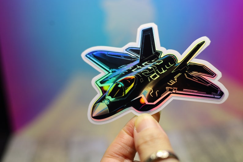 Holo F-35 Stealth Fighter Jet Sticker Holographic Shiny Car Decal Water ...