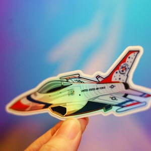 Holo F-16 Red White & Blue USA Jet Stickers Holographic Shiny Military ...