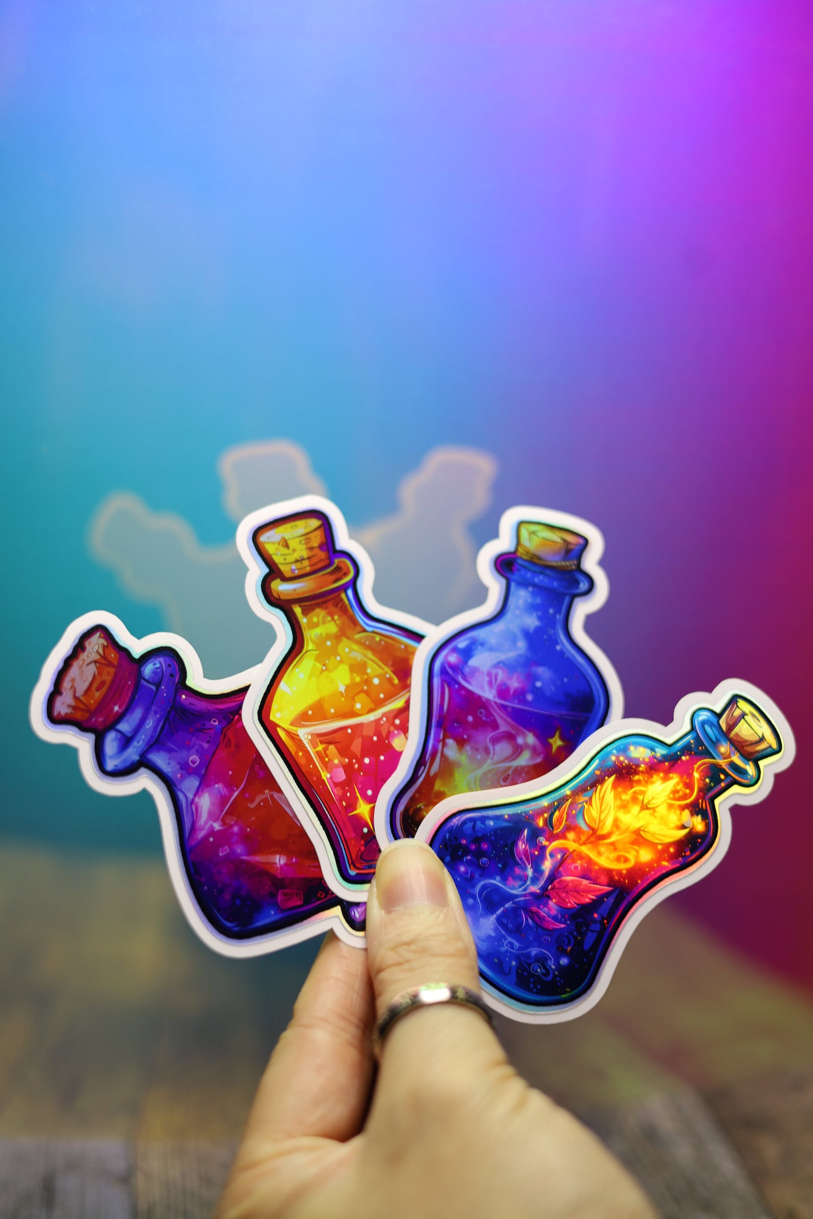 Holographic Potion Bottle Sticker, Rainbow Alchemy Art, Magnet - Etsy