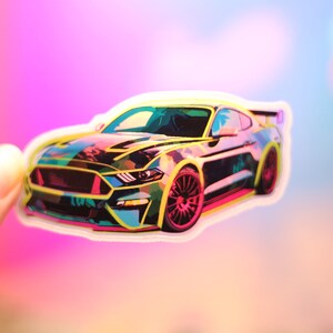 Holo Mustang GT Muscle Car Sticker Holographic Shiny for Laptop | Car ...