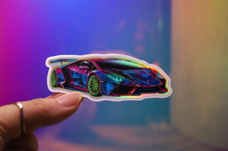 Holo Lamborghini Supercar Sports Race Car Sticker Magnet Holographic ...