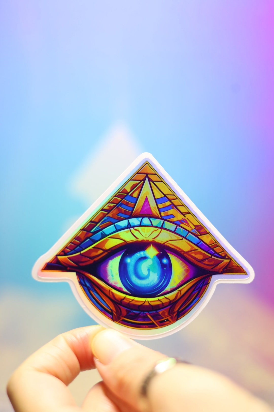 Holo All Seeing Eye Sticker Holographic Pyramid Knowledge Wealth ...