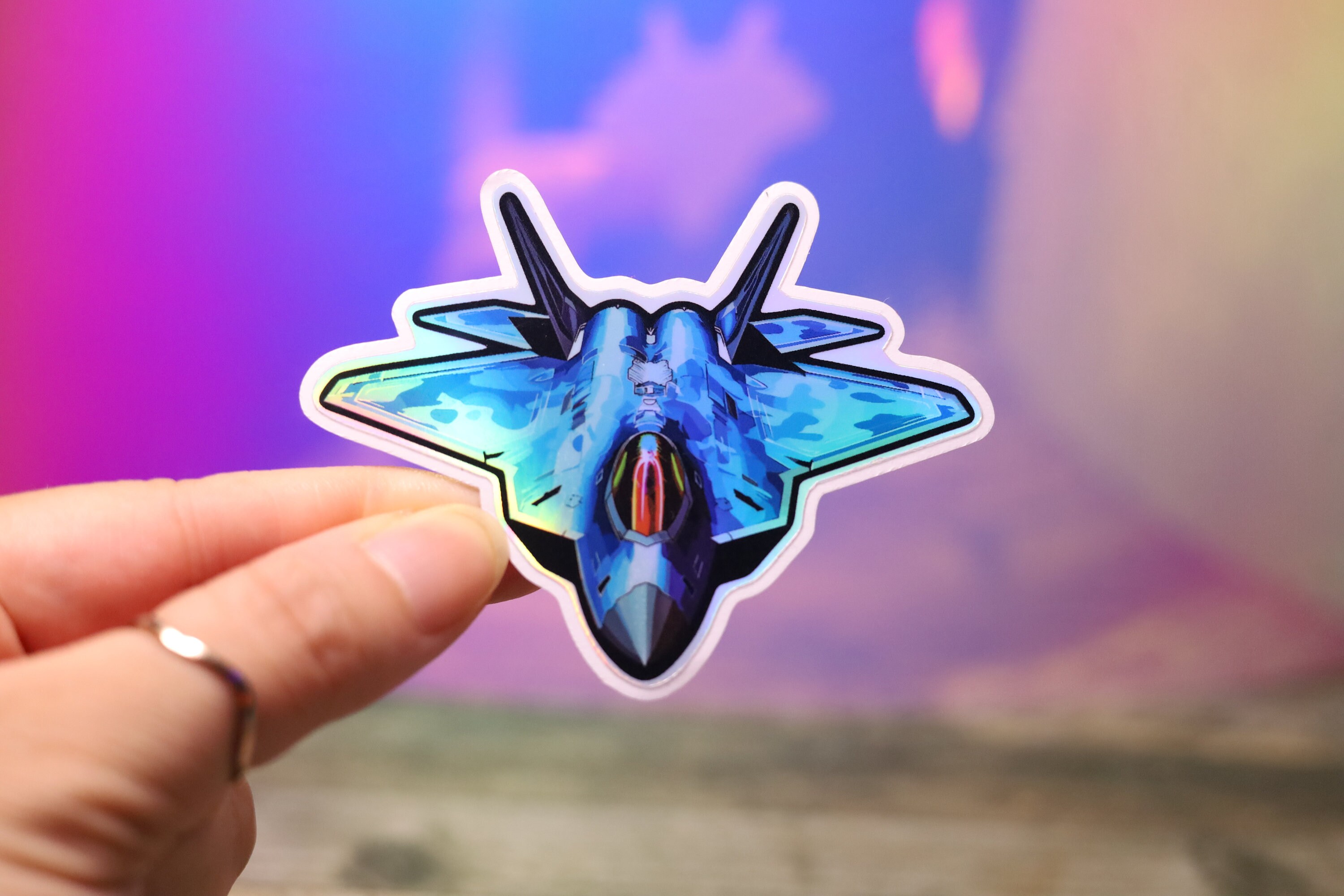 Holo F-22 Raptor Fighter Jet Stickers Holographic Shiny - Etsy