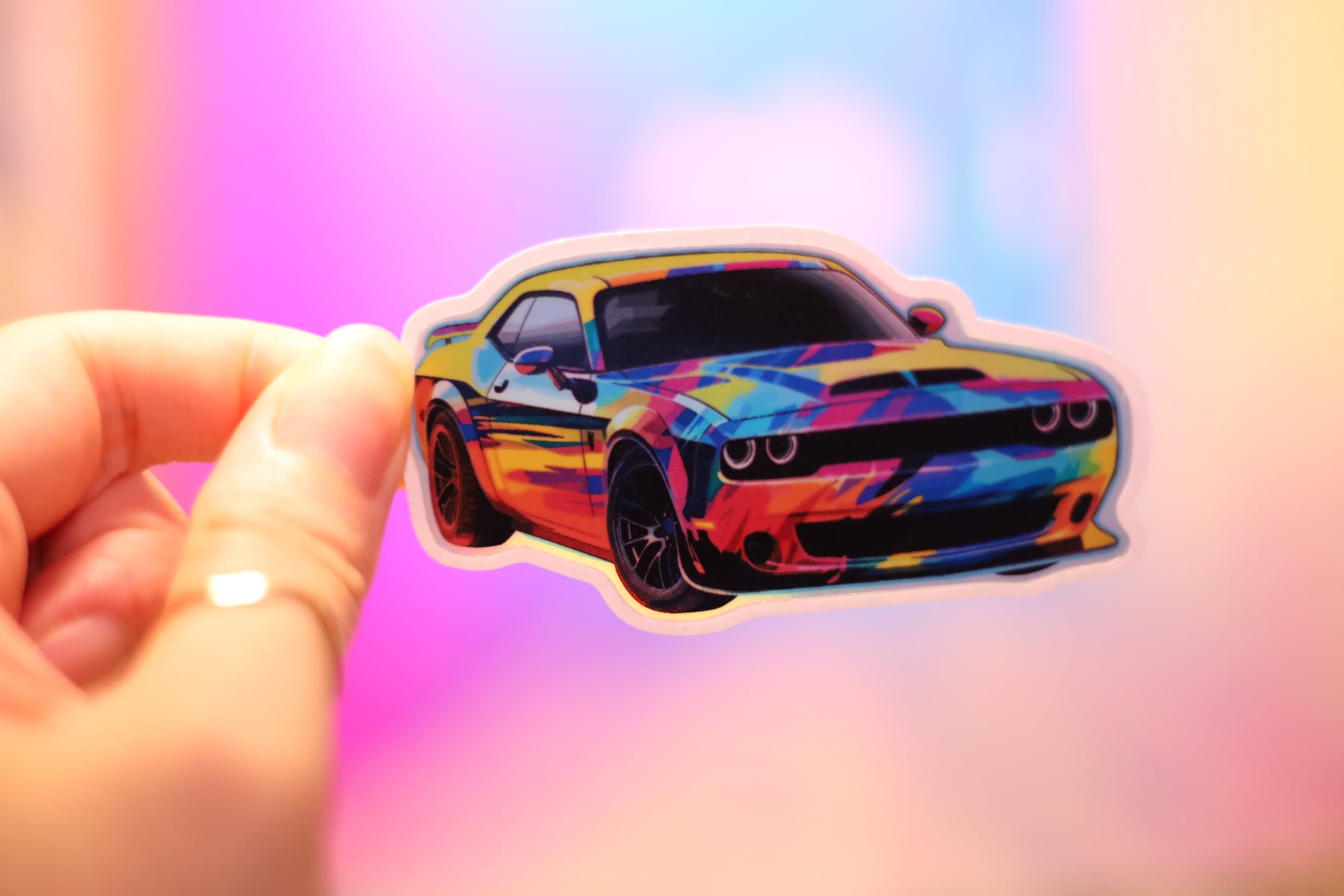 Holo Challenger Muscle Car Sticker Magnet Holographic Shiny for Laptop ...