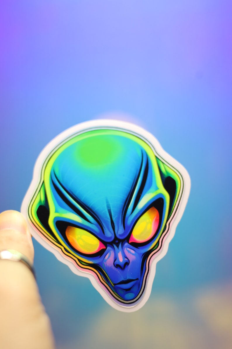 Holo Alien Sticker - Holographic UAP Decal, Magnet - Etsy