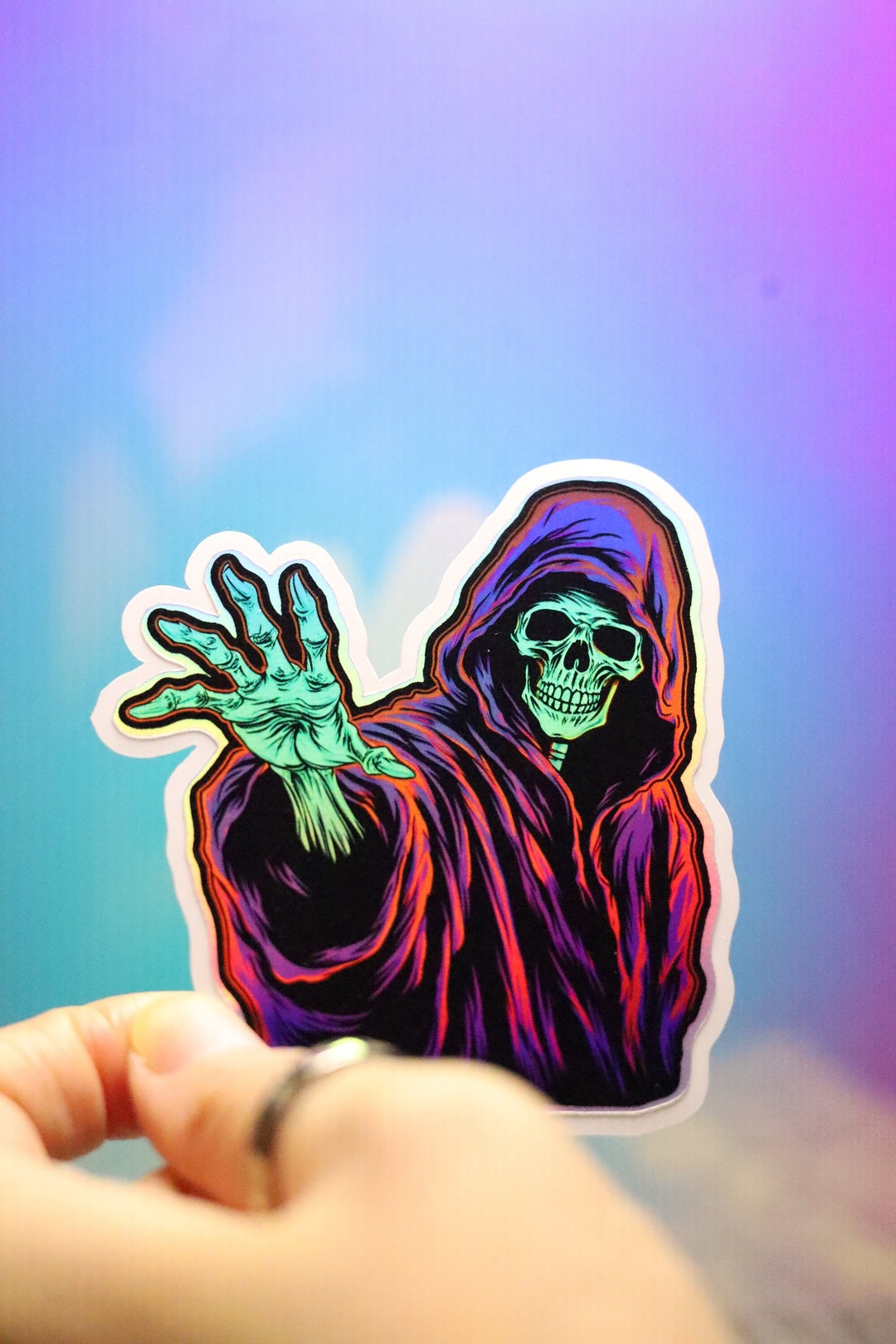 Holo Grim Reaper Sticker Holographic Death Shiny Halloween Laptop ...